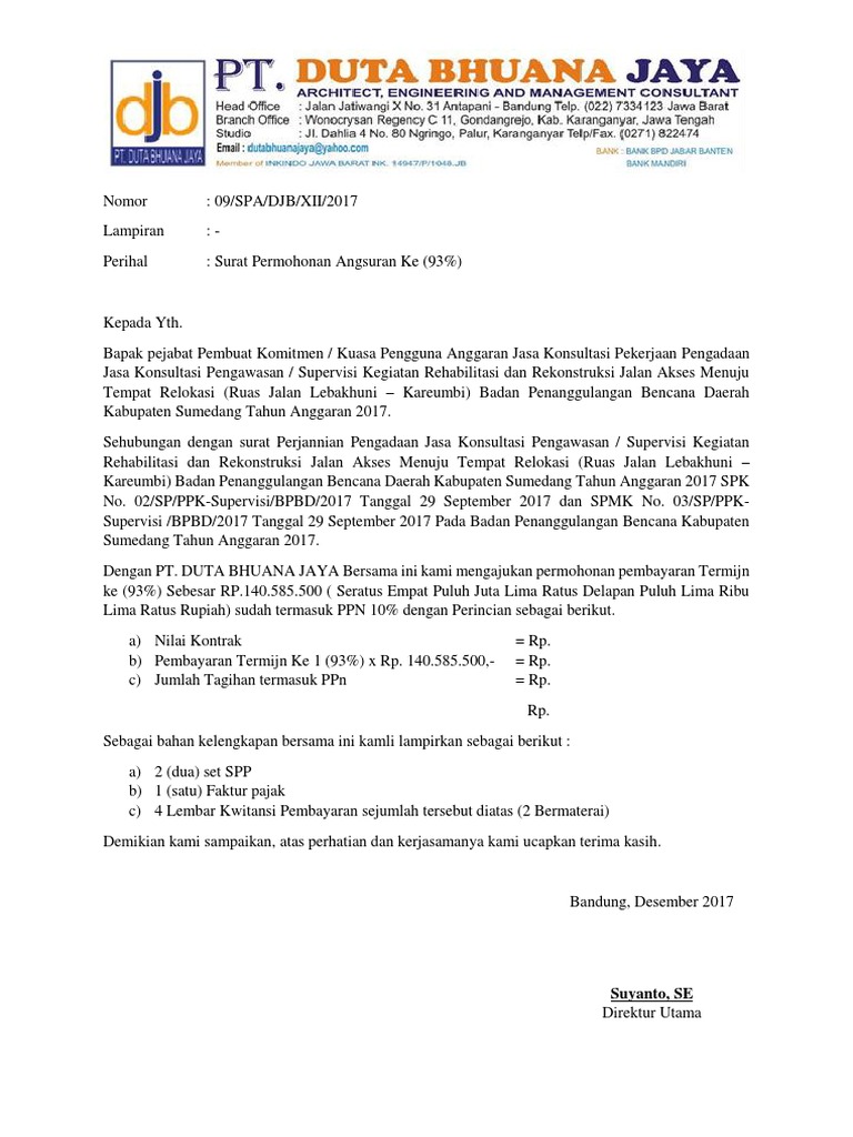 Surat Permohonan Pembayaran | PDF