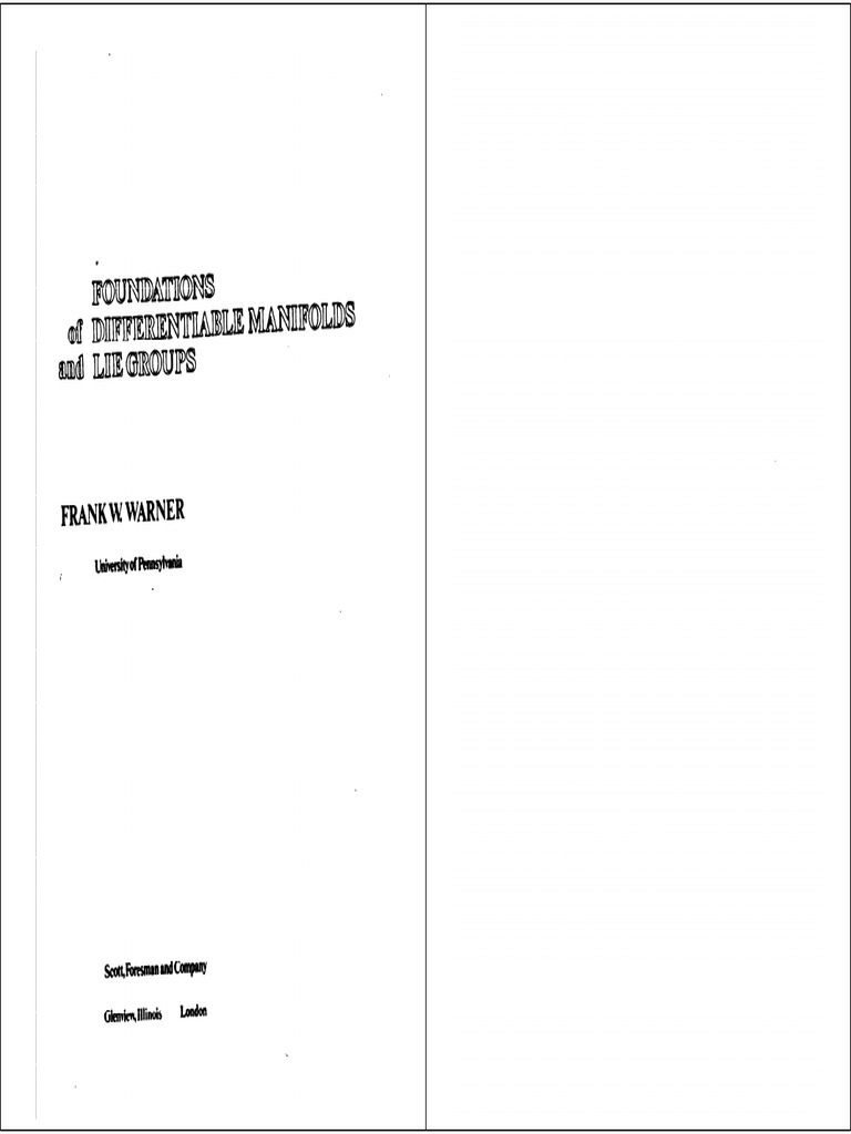 Foundations of Differentiable Manifolds and Lie Groups PDF | PDF