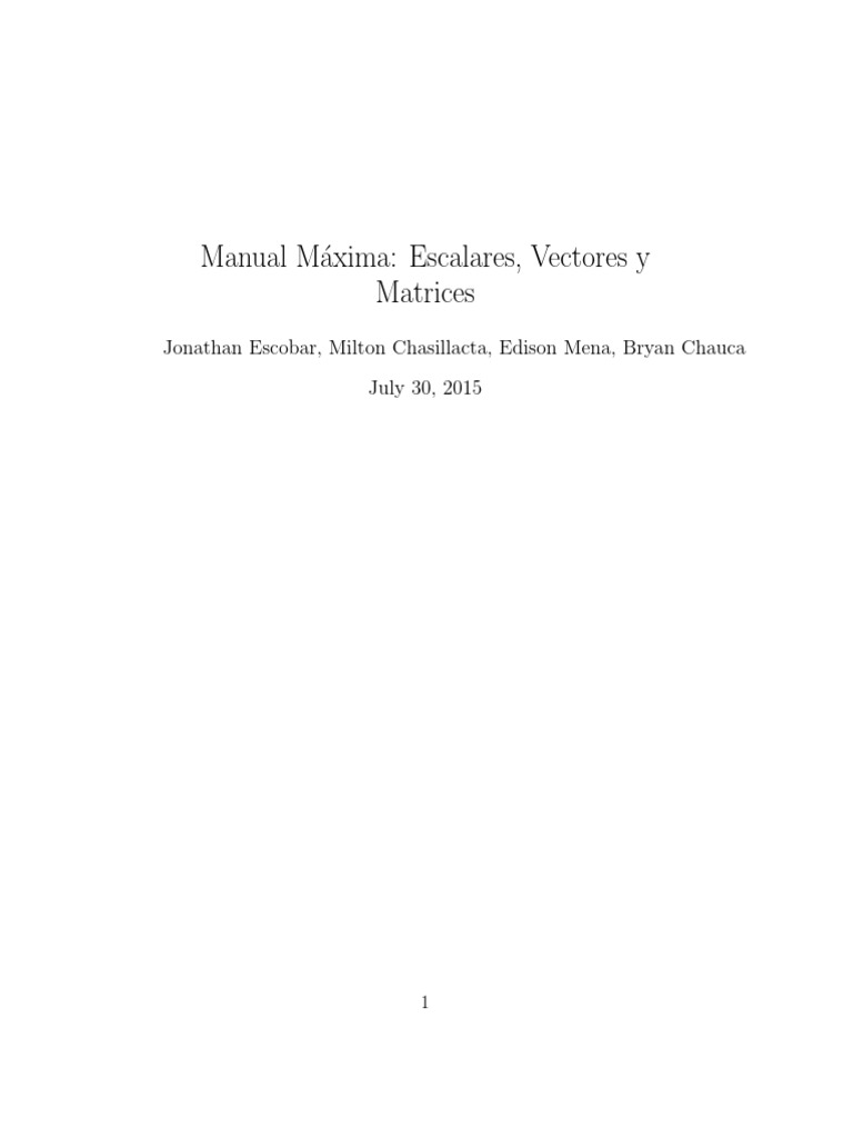 Manual Maxima Matrices | PDF | Determinante | Matriz (Matemáticas)