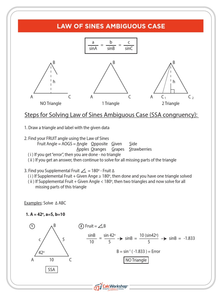 Ambiguous Case Worksheet | PDF | Triangle Geometry | Euclidean Geometry