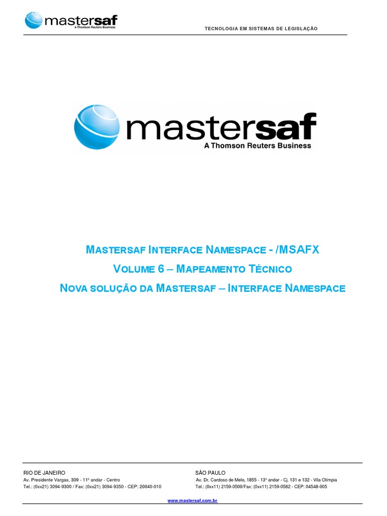 Mastersaf Interface Namespace Manual6 Mapeamento Tecnico v1 | PDF ...