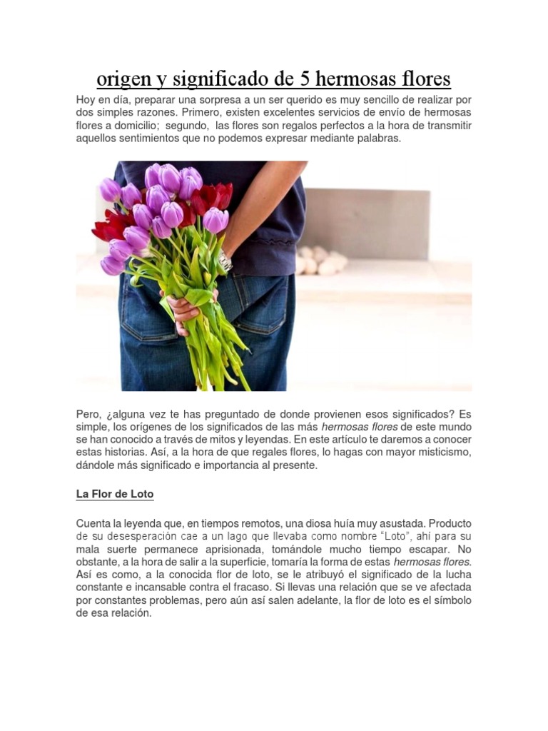 Origen y Significado de Las Flores | PDF | Flores | Amor