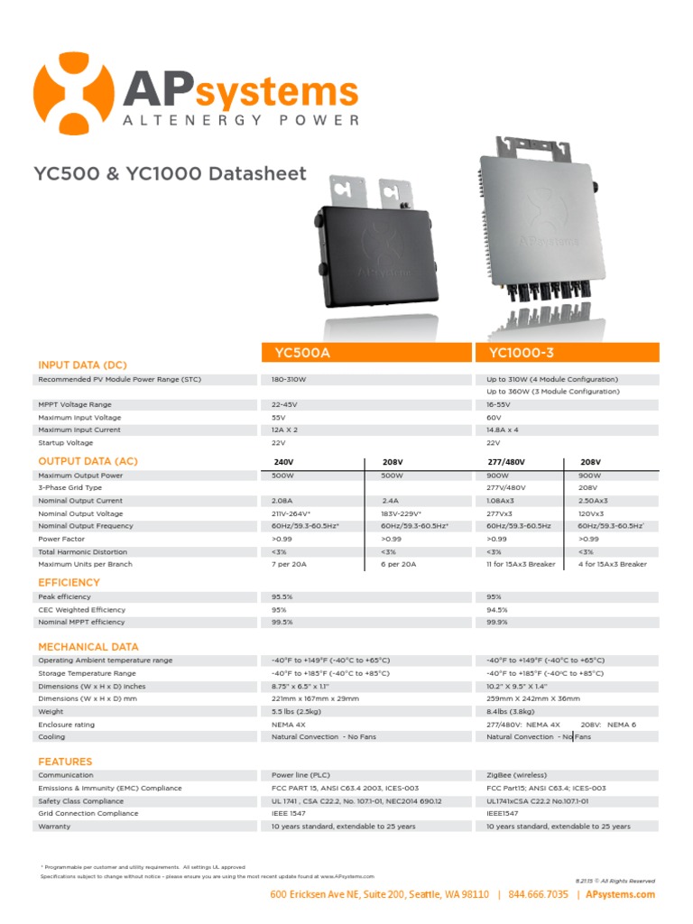 APsystems Combo Datasheet 8.21.15 | PDF | Electrical Connector ...