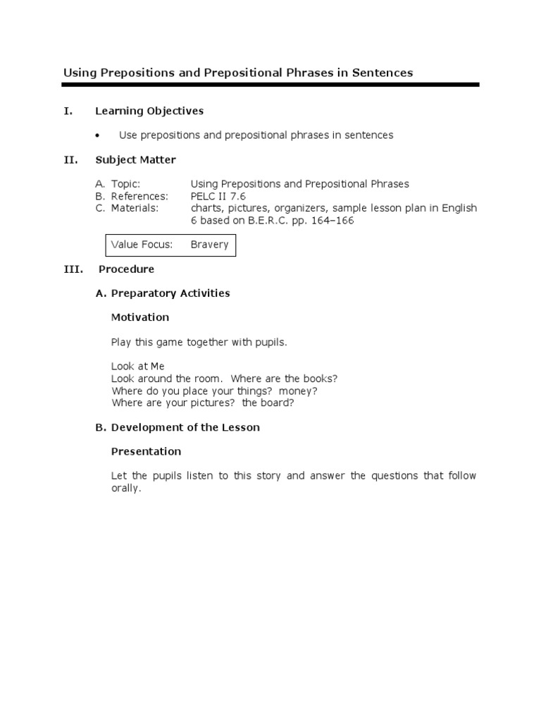 Grade 5 English Speaking Using Prepositions and Prepositional Phrases ...