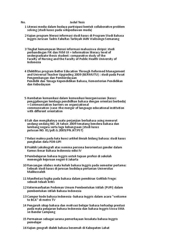 Daftar Tesis Ui Itb Ugm | PDF