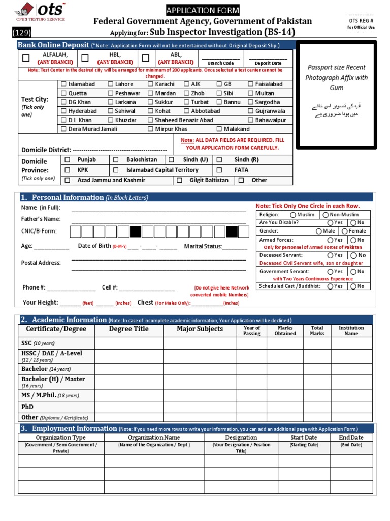 Sub Inspector Application Guidelines | PDF | Academic Degree | Business