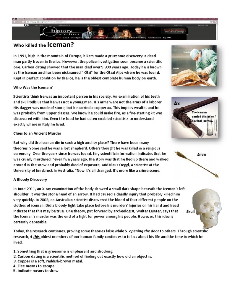 Reading Comp. Who Killed The Iceman | PDF | Science | Science (General)