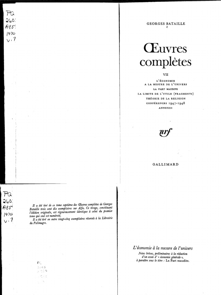Georges Bataille - Theorie de La Religion - 1973 PDF | PDF | Dieu | Sacré