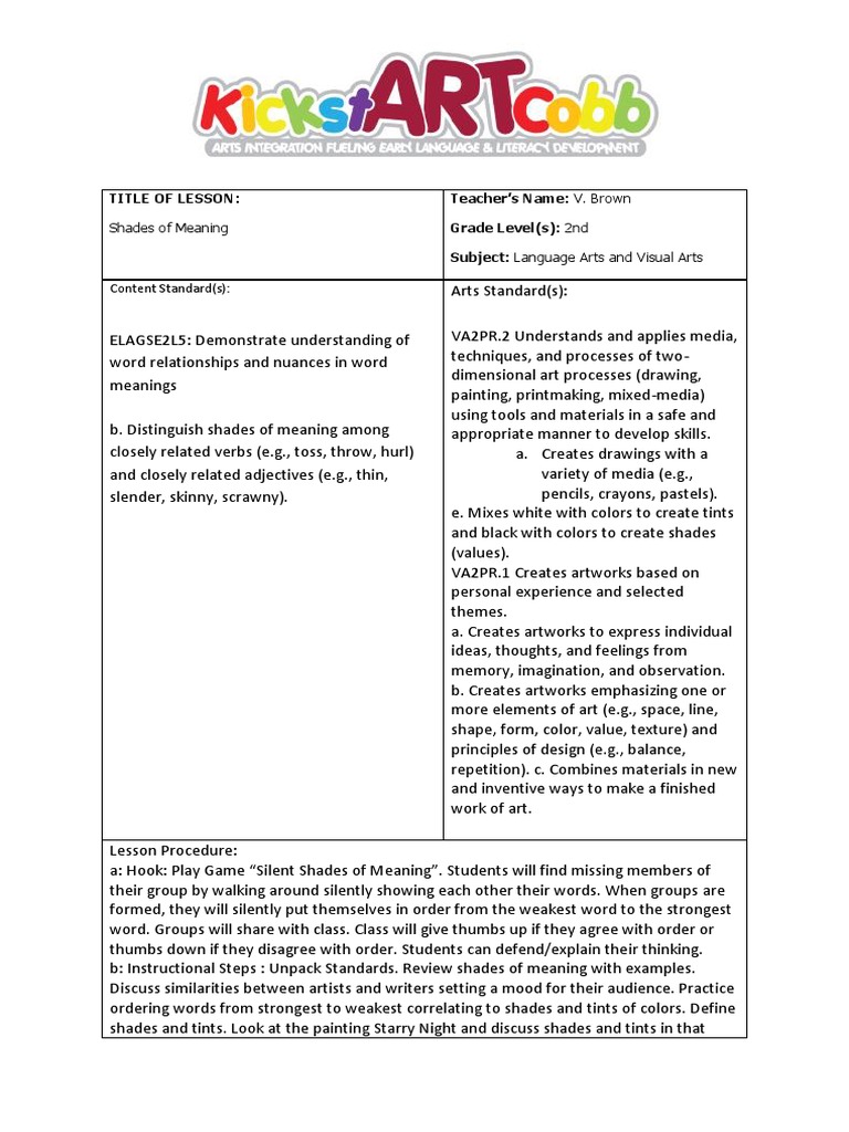 Shades of Meaning in Art and Language | PDF | Drawing | Cognition