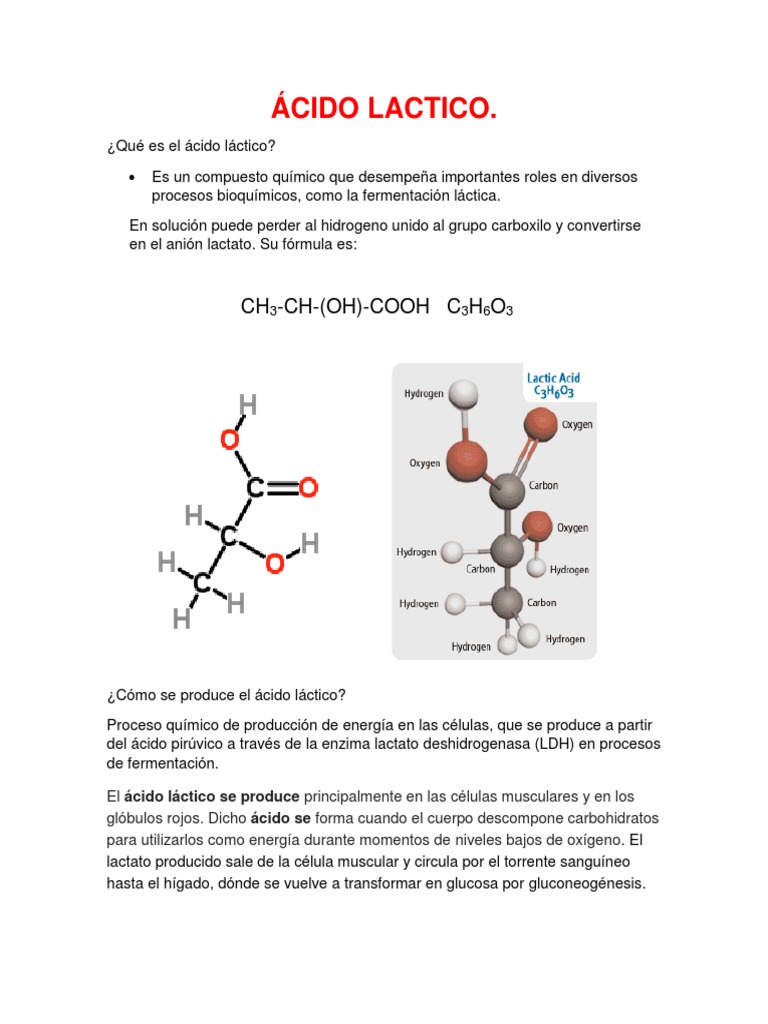ÁCIDO LACTICO | Ácido láctico | Bioquímica