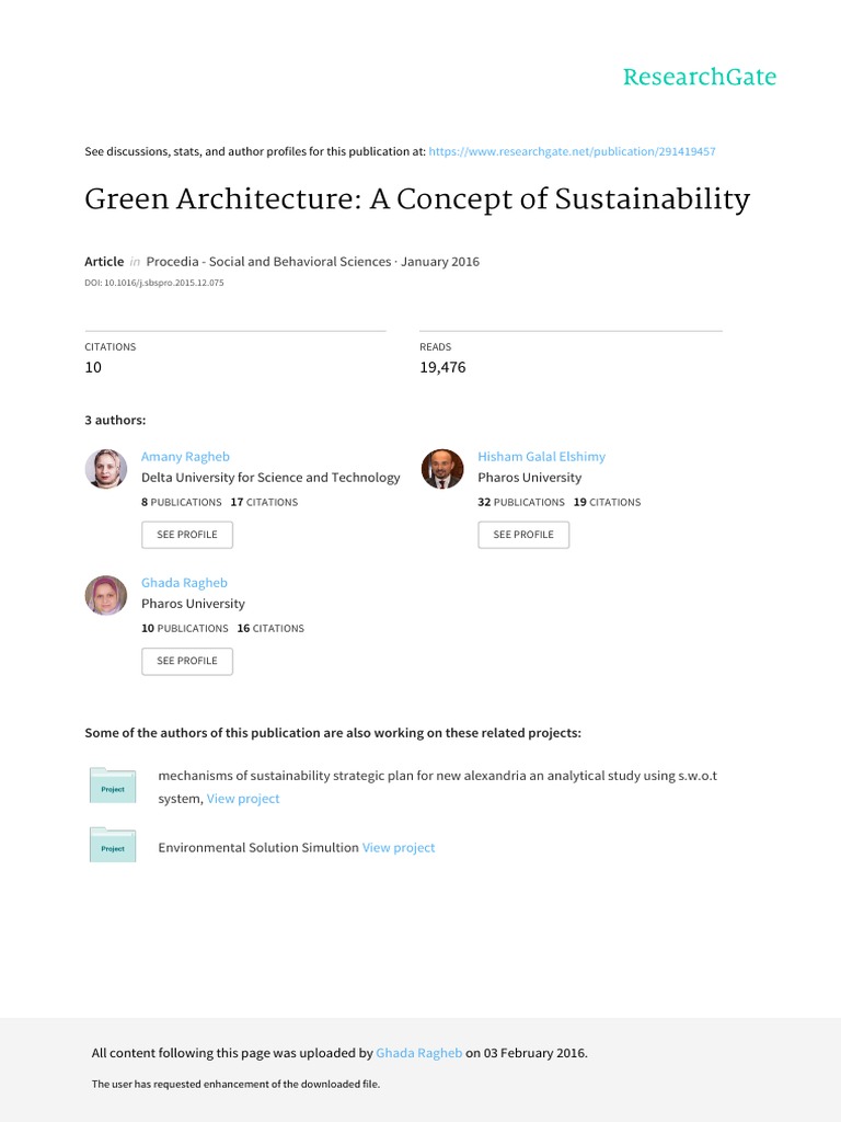 Green Architecture A Concept of Sustainability | PDF | Green Building ...