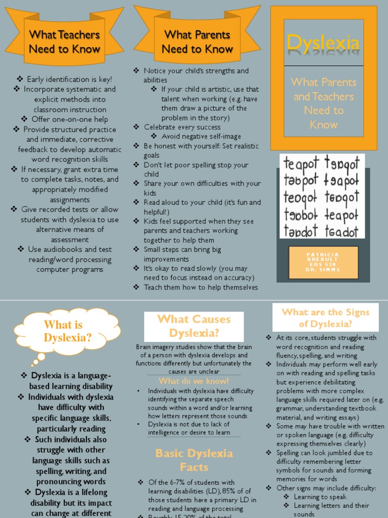 Dyslexia Brochure | PDF | Dyslexia | Learning Disability