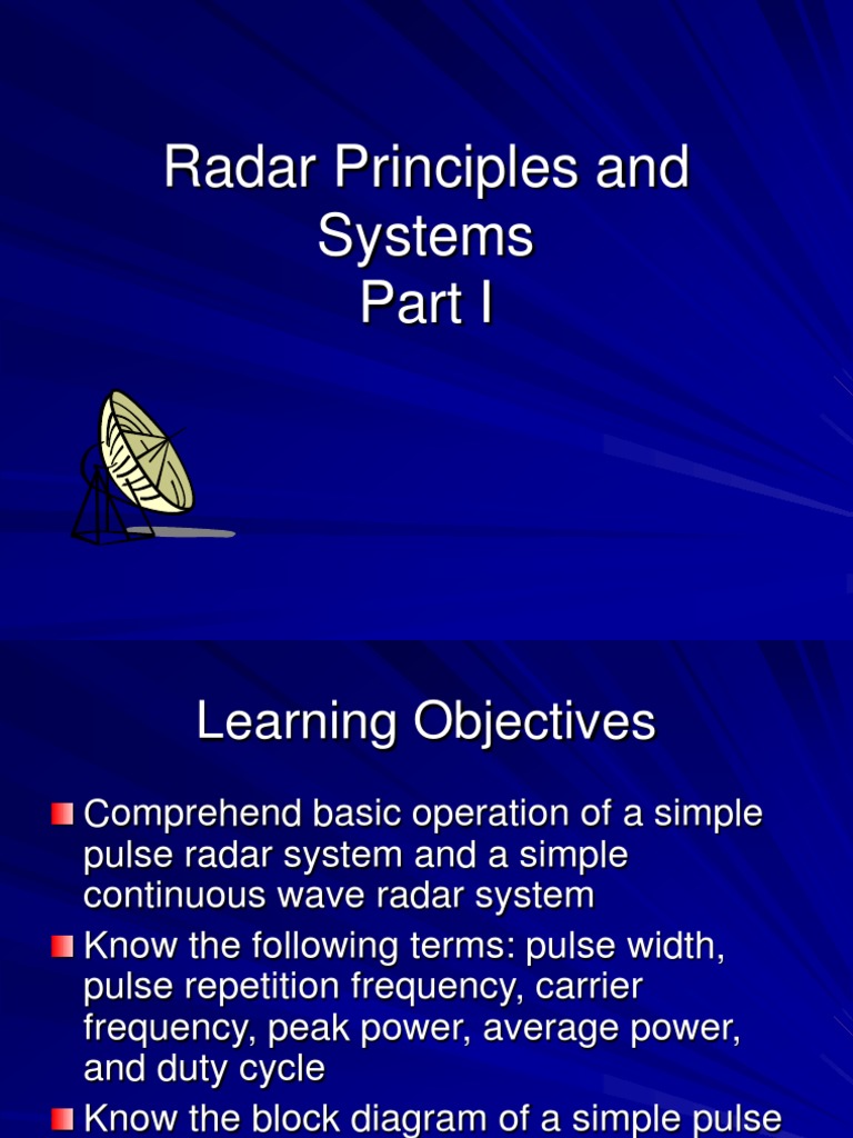Lesson 03 - Radar Principles I | PDF | Radar | Antenna (Radio)
