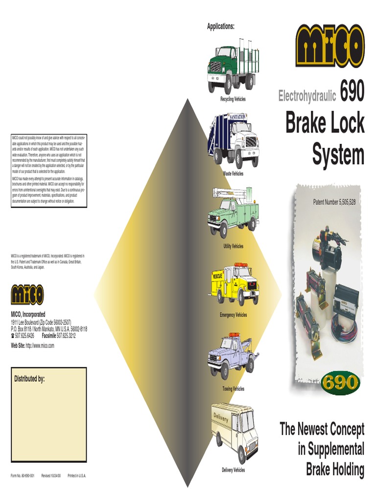Mico - Electrohydraulic Brake Lock System - 690 | PDF | Actuator | Anti ...
