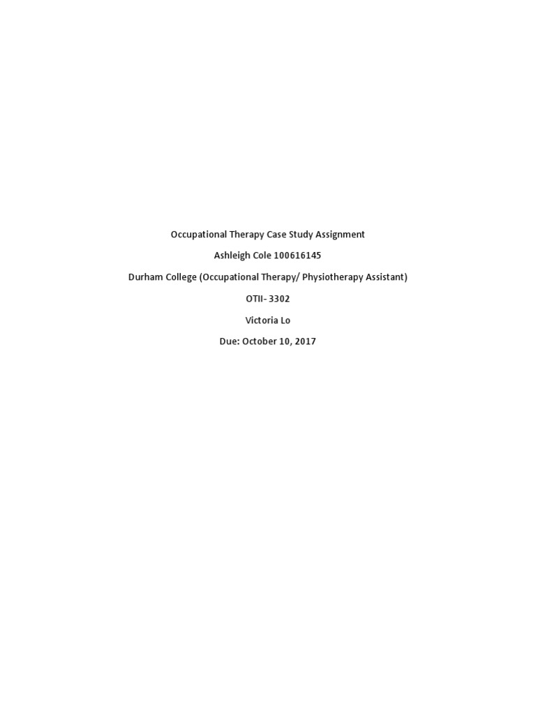 Occupational Therapy Case Study Assignment | PDF | Classroom | Mental ...