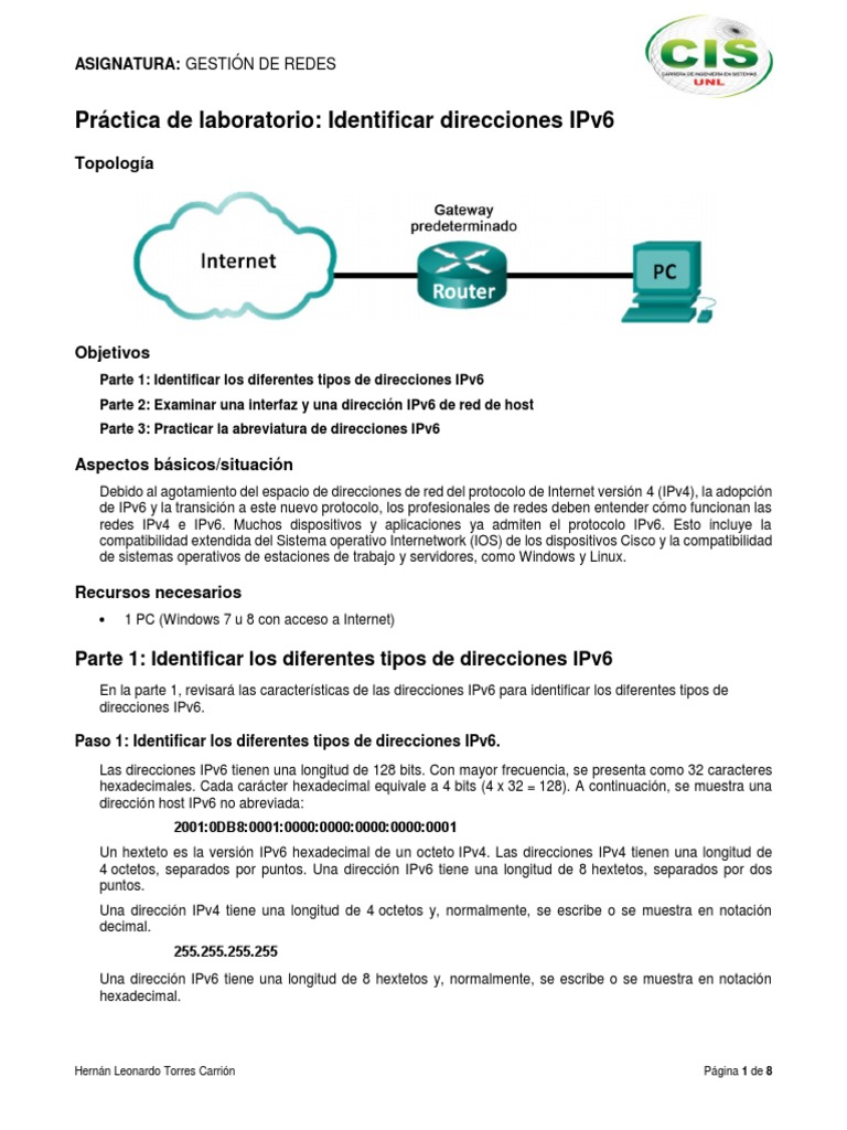 2.8 Identificar Direcciones IPv6 | PDF | Yo Pv6 | Dirección IP