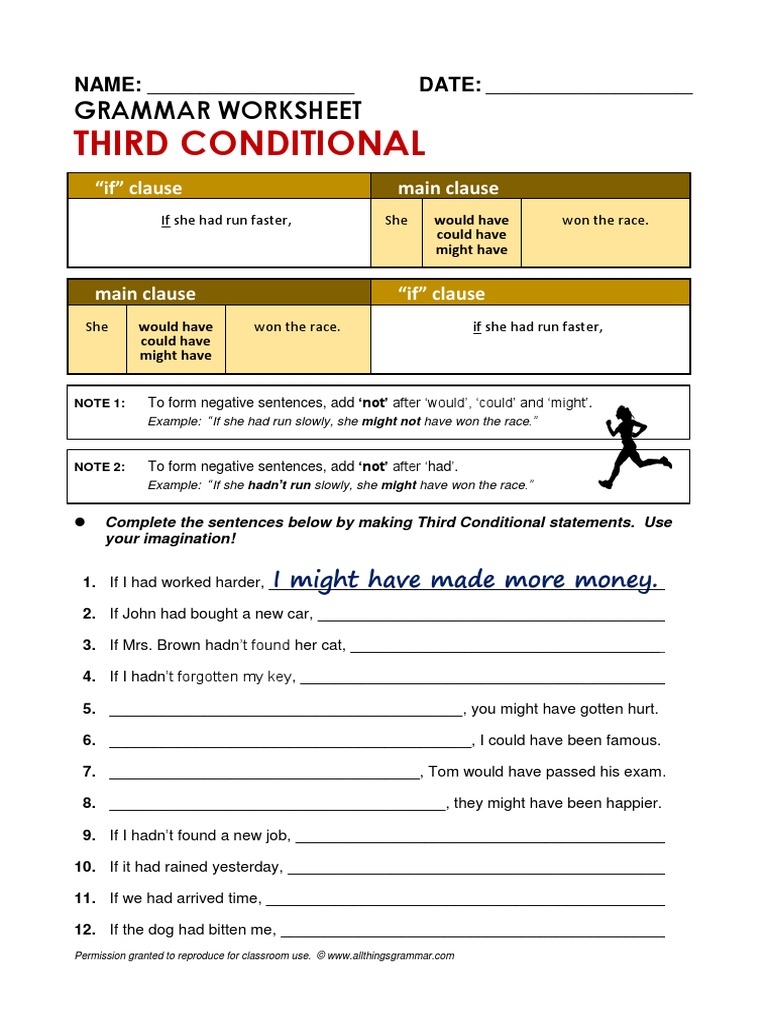 Third Conditionals Worksheet | PDF | Sentence (Linguistics ...