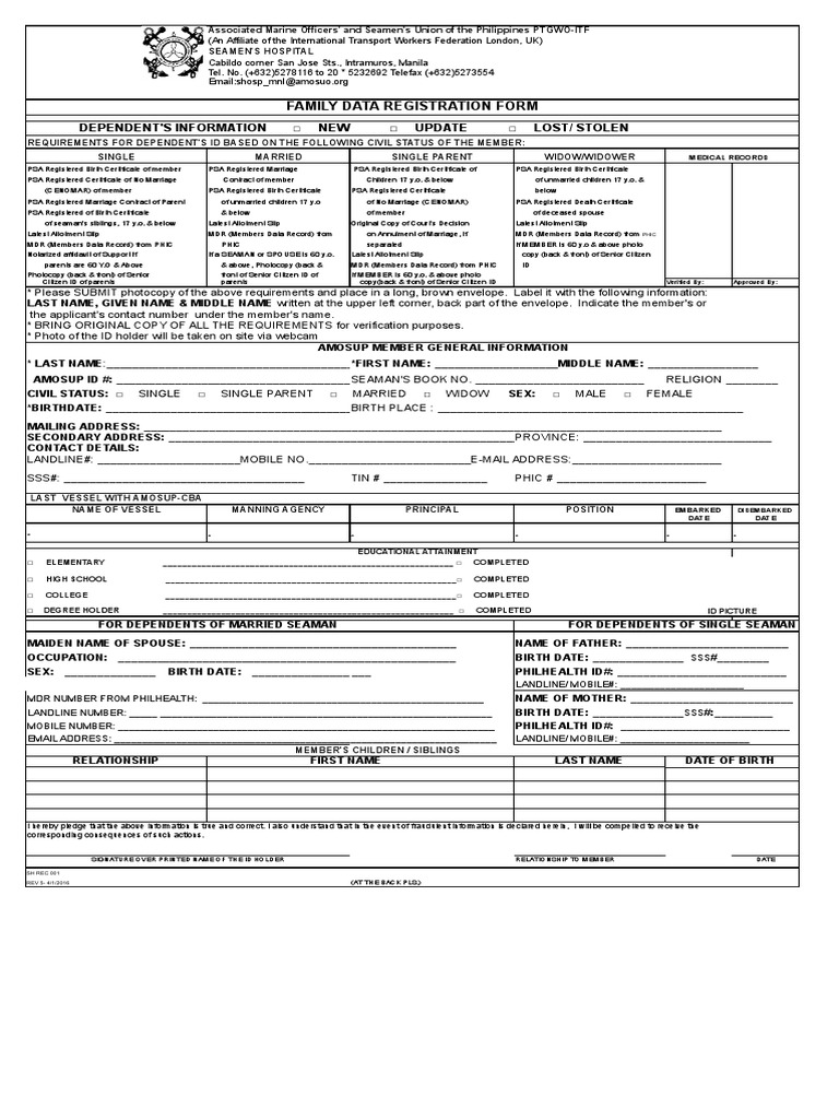 Dependents ID Applicationform1 Revised 1 APRIL 2016 PAGE 1 | PDF ...