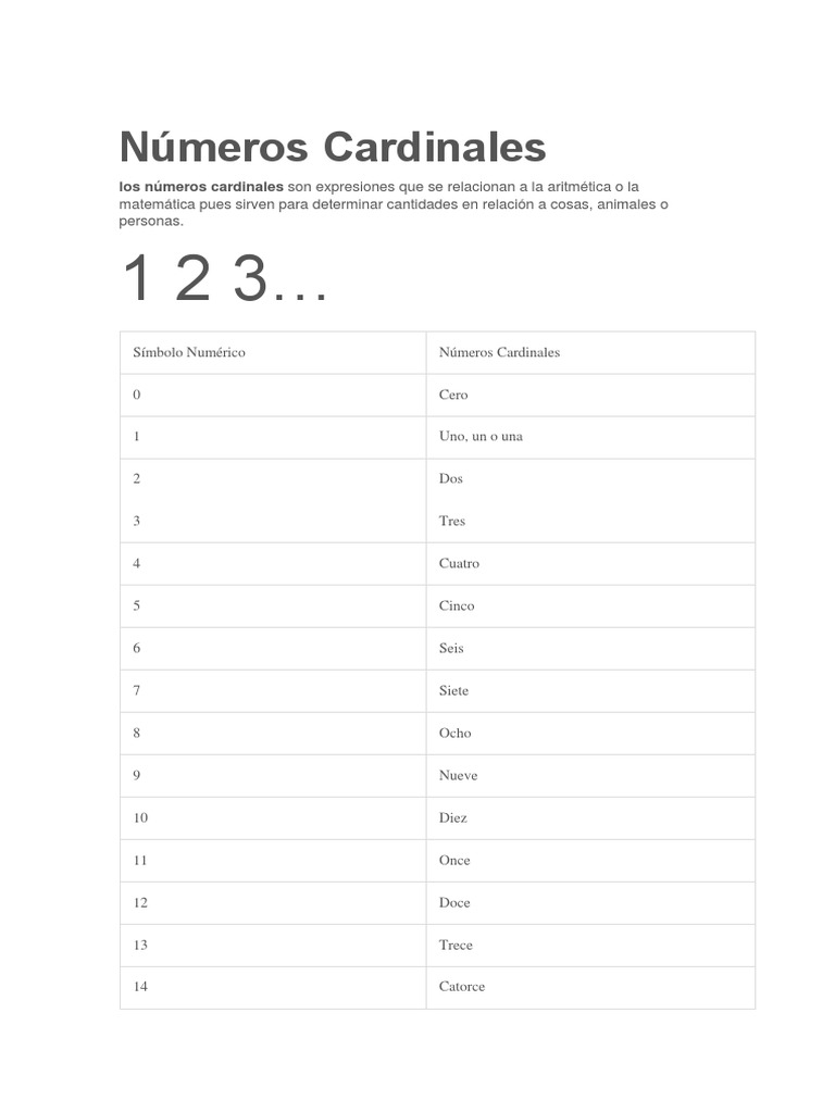 Números Cardinales | PDF | Conceptos matemáticos | Enseñanza de matemática