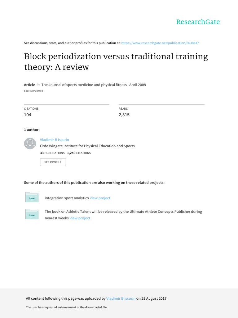 Block Periodization Versus Traditional Training Theory: A Review | PDF ...