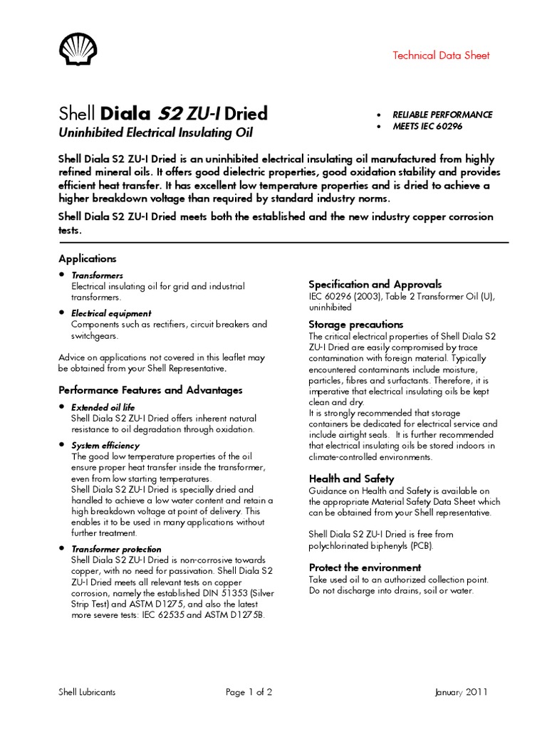 Oil - Shell-Diala-S2-Zui PDF | PDF | Transformer | Insulator (Electricity)