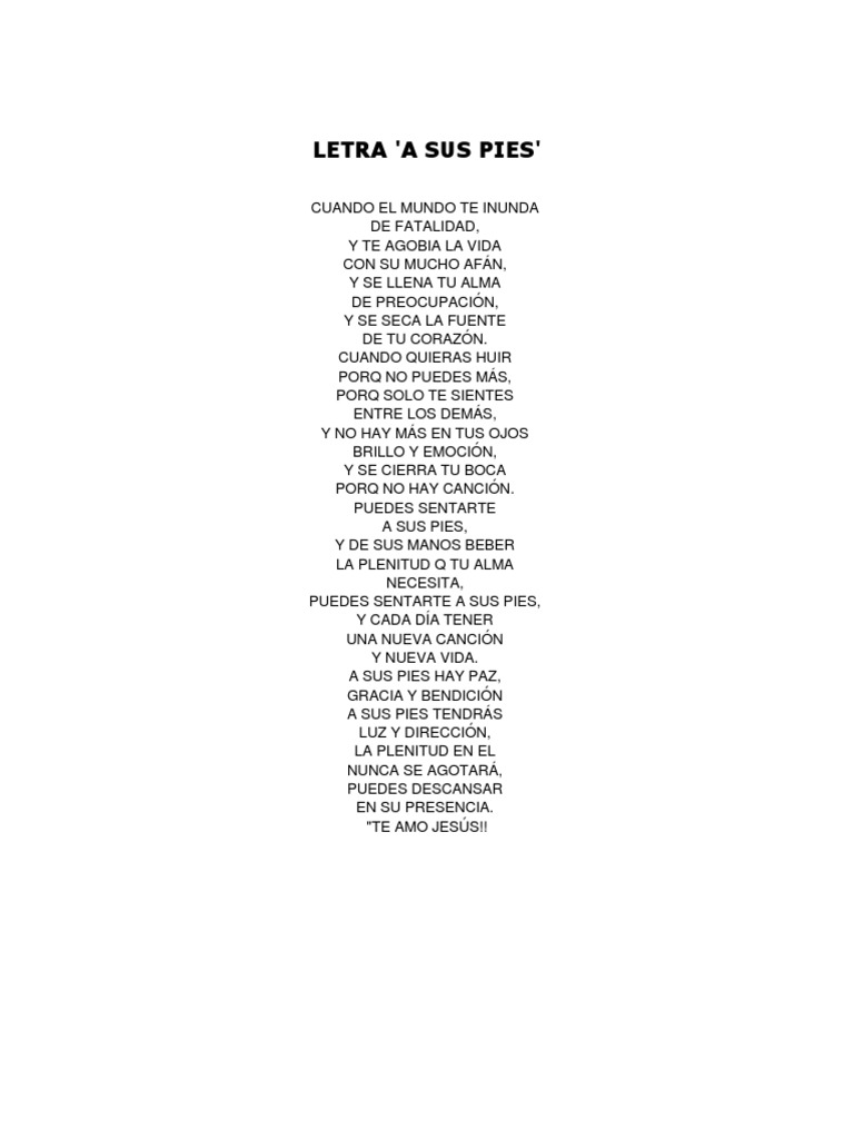 Letra 'A Sus Pies' | PDF