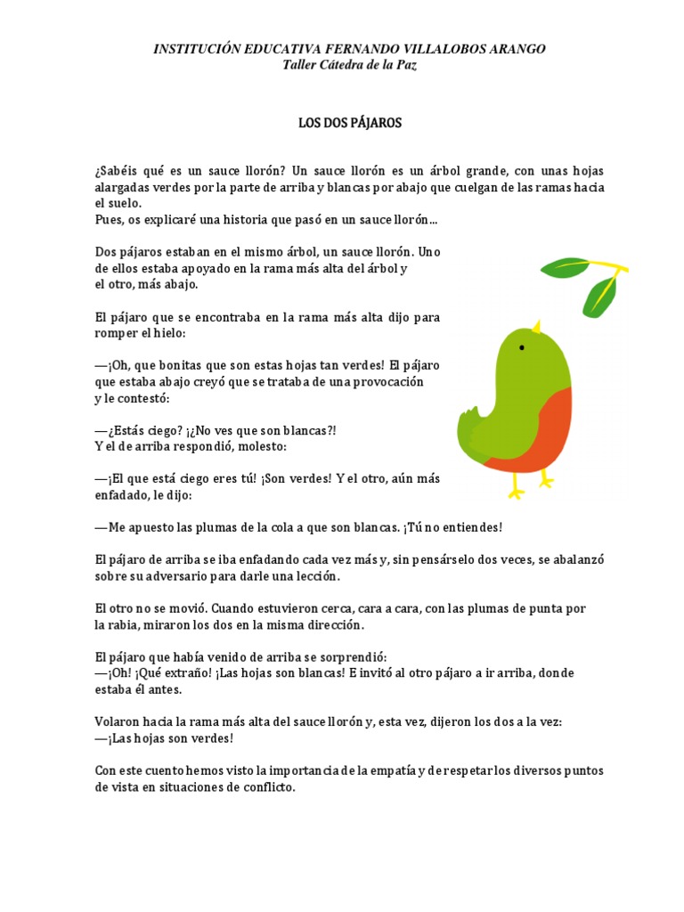 Los Dos Pájaros y la Empatía | PDF | Aves | Ocio