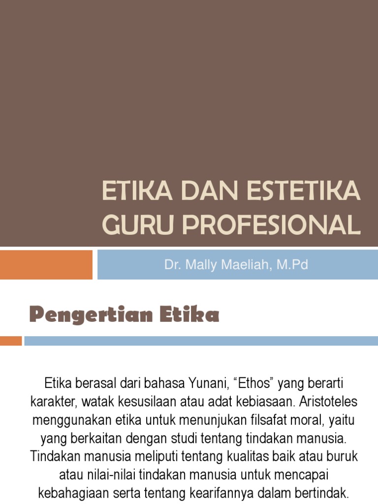 Etika Dan Estetika Guru Profesional | PDF