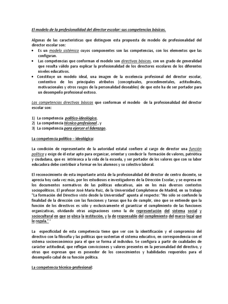 Las competencias clave del director escolar: Un modelo de excelencia ...