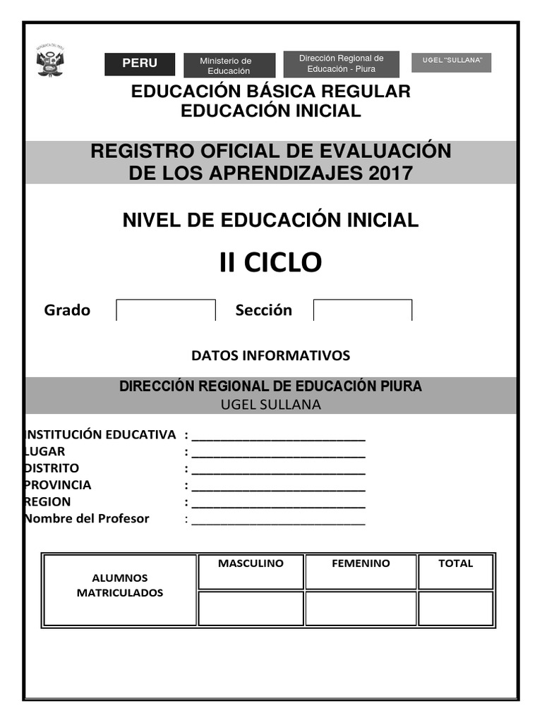 Registro de Evaluacion 3 Años | PDF | Adultos | Salón de clases