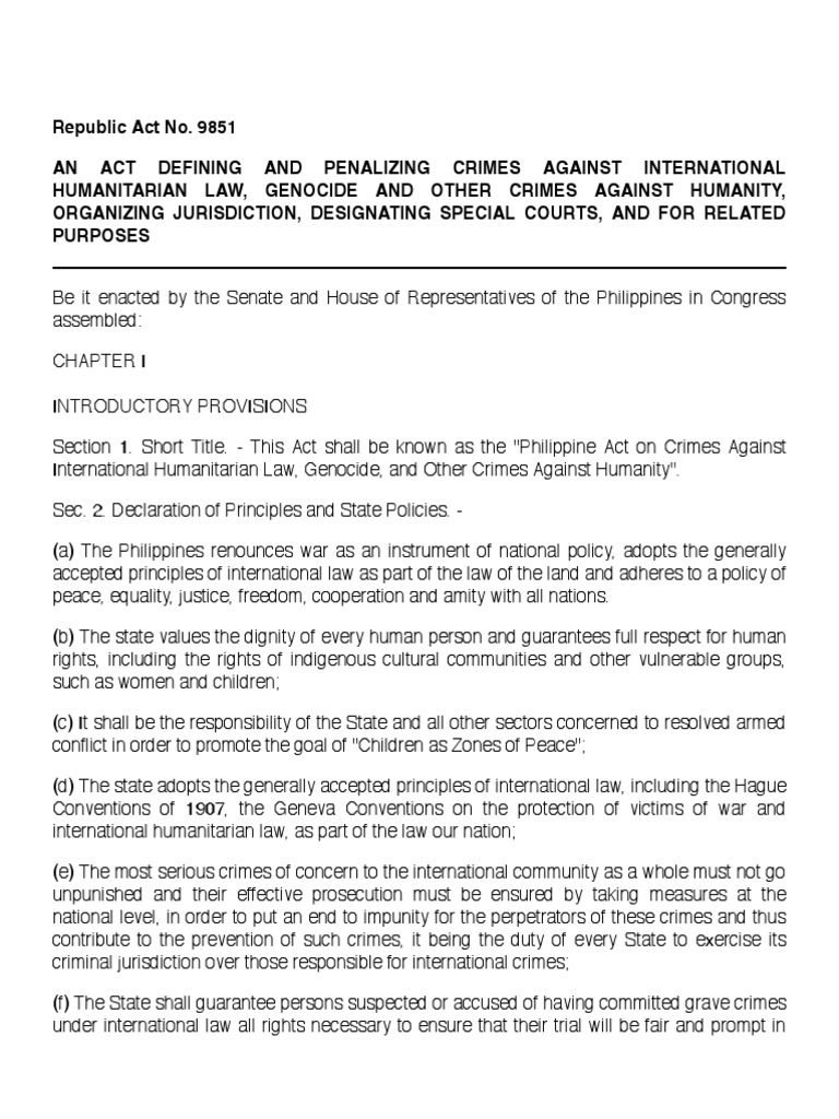 Ra 9851 | PDF | Victimology | International Humanitarian Law