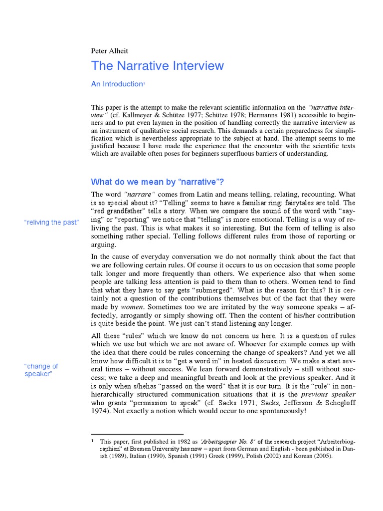 The Narrative Interview | PDF | Storytelling | Jokes