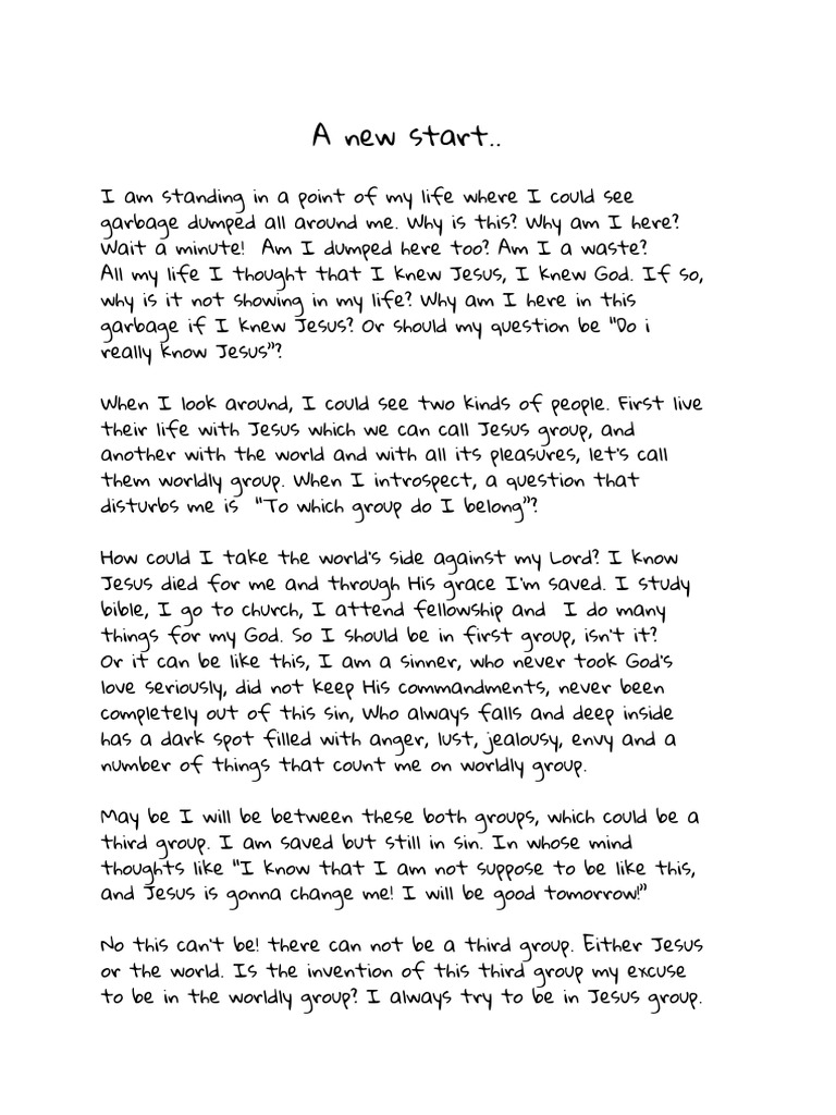 A New Start | Download Free PDF | Prayer | God In Christianity