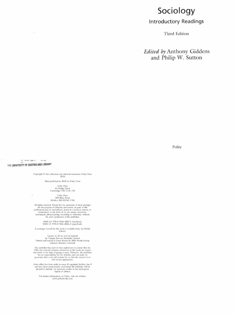 Sociology Introductory Readings 3rd Edition Mills, Giddens and Sutton 2010 PG 5-8 | PDF ...