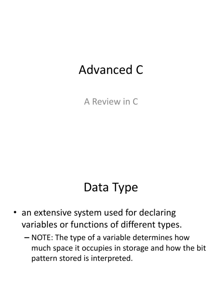 1 A Review in C | PDF | Data Type | Integer (Computer Science)
