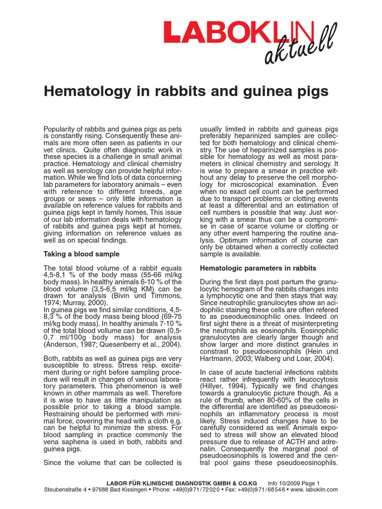 Hematology in Rabbits and Guinea Pigs: Taking A Blood Sample ...
