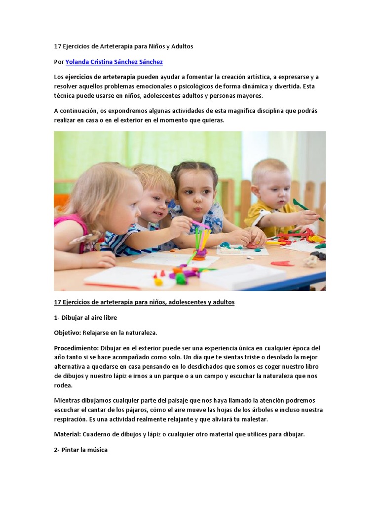 17 Ejercicios De Arteterapia Para Niños Y Adultos Pdf Dibujo Temor