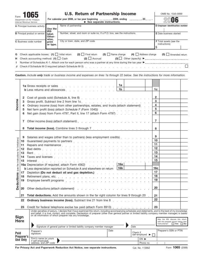 F 1065 | PDF | Partnership | Tax Deduction