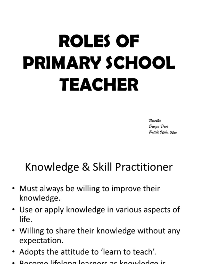 Roles of Primary School Teacher | PDF | Teachers | Pedagogy