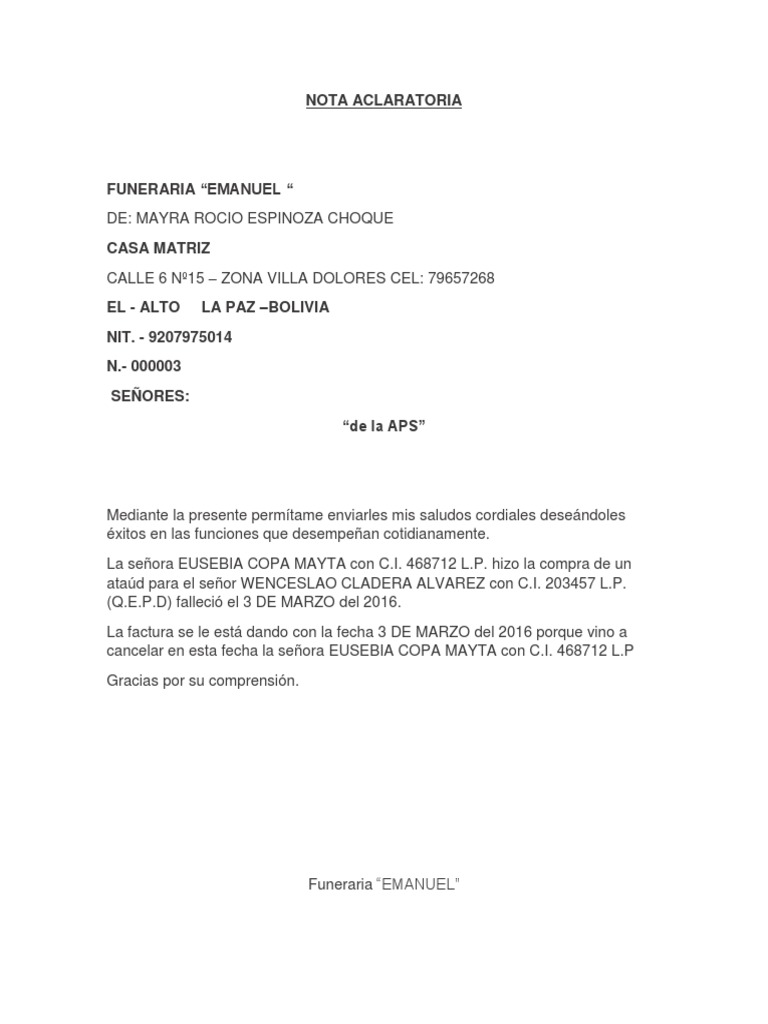 Nota Aclaratoria | PDF