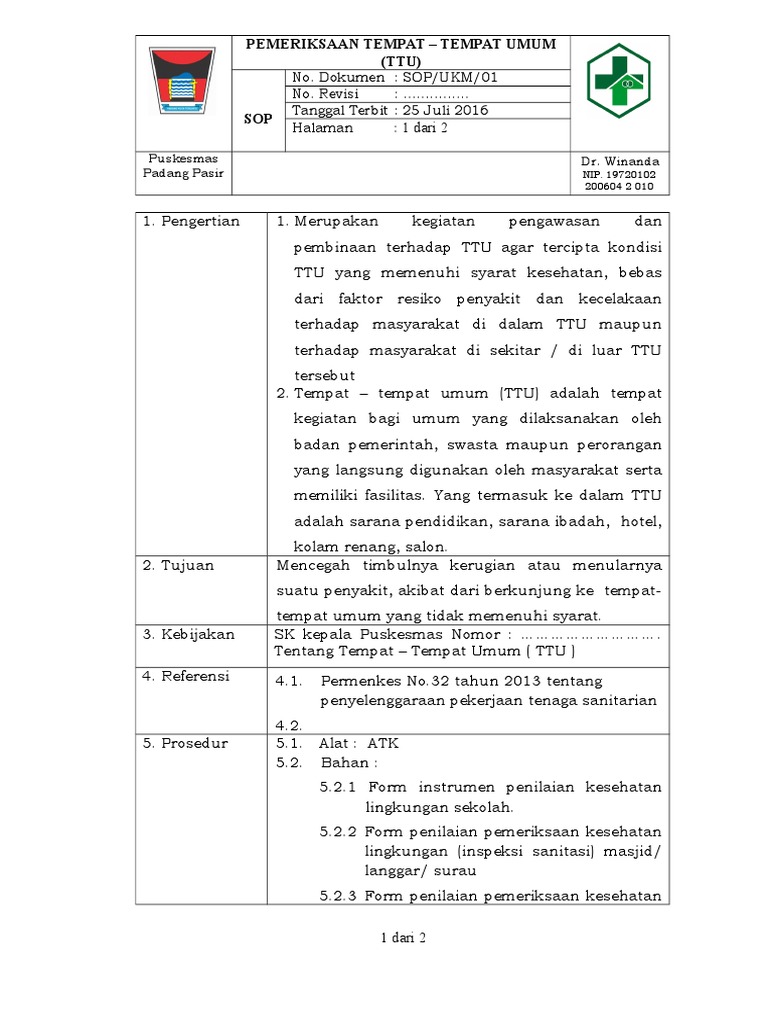 Sop Ttu | PDF | Pengembangan Diri | Kesehatan Holistik