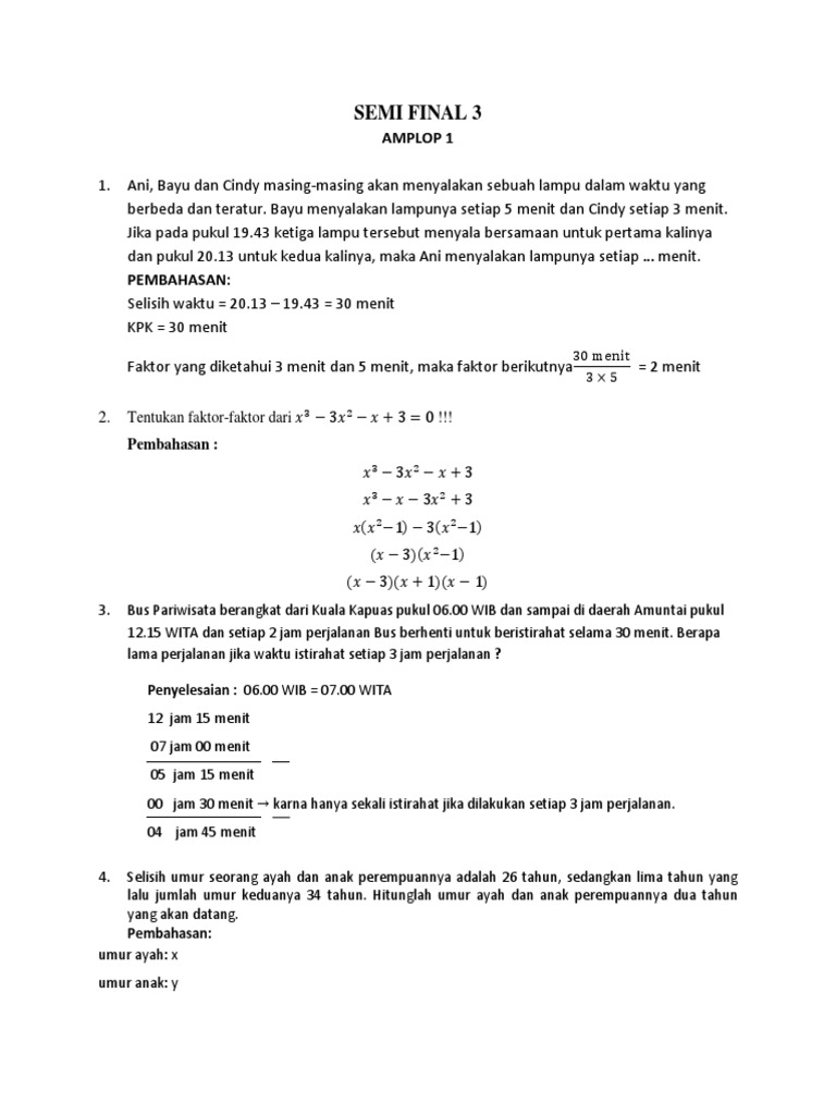 Soal CC MTK SMP | PDF