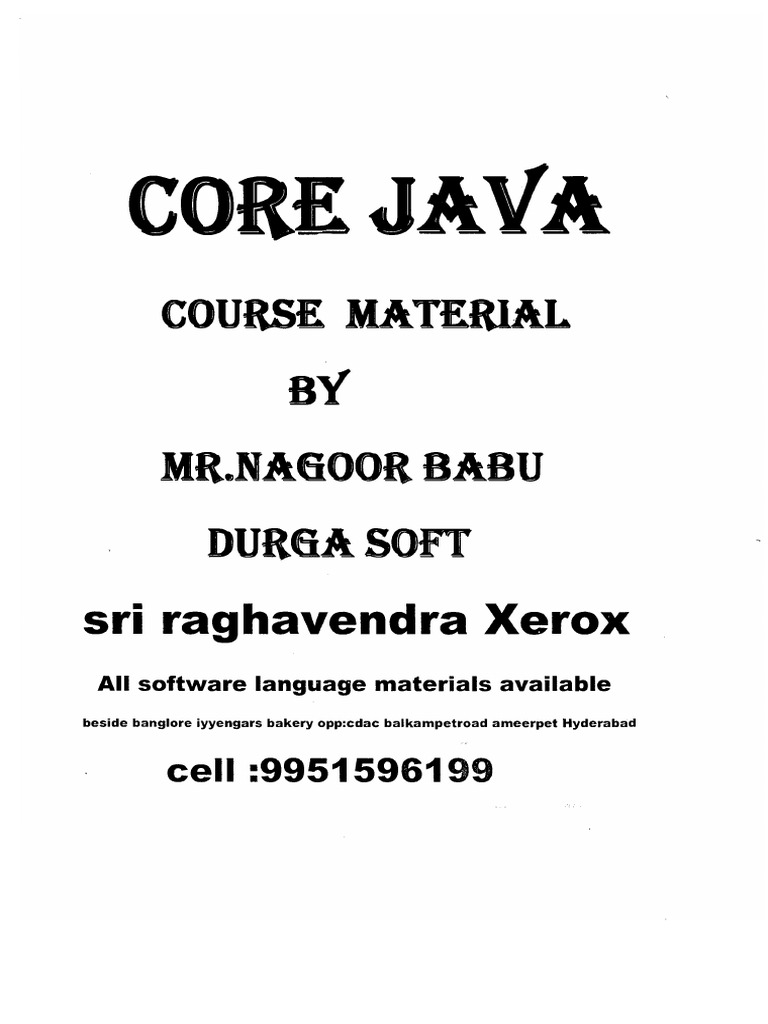 Core Java by Nagoor Babu Sir | PDF