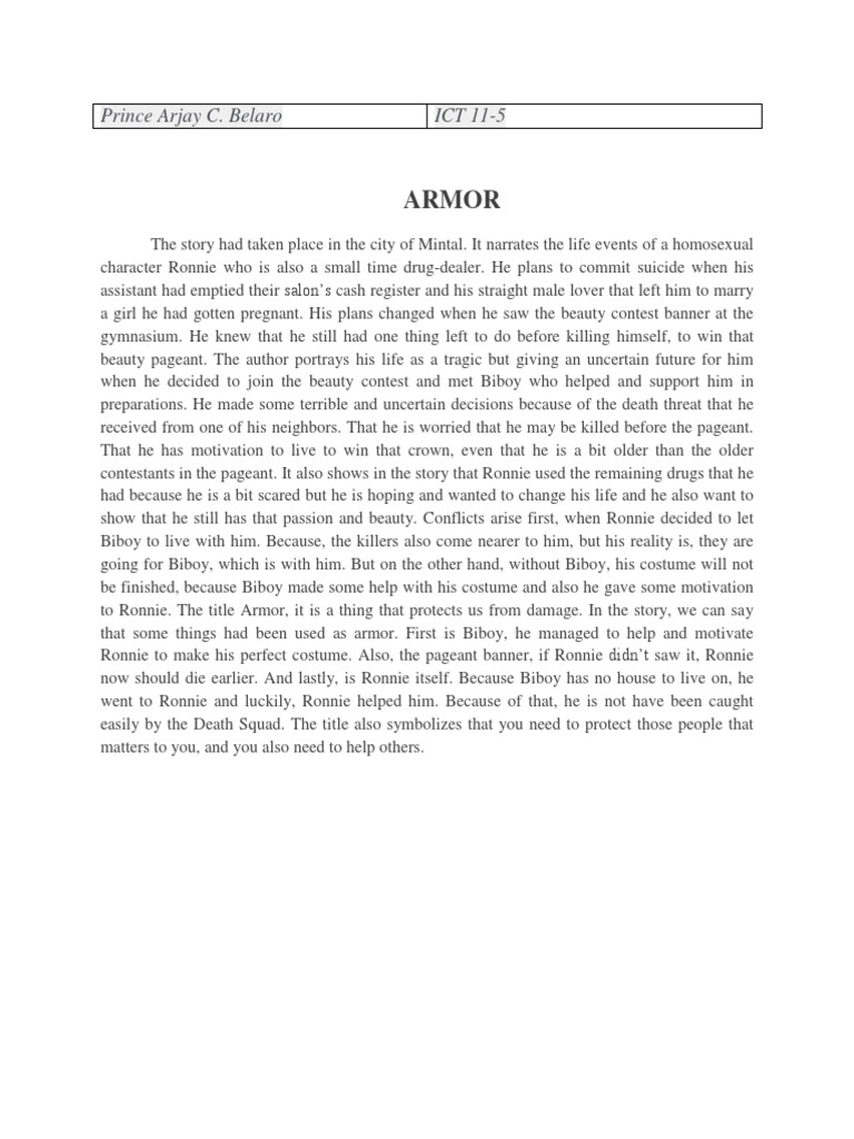 Armor: Prince Arjay C. Belaro ICT 11-5 | PDF