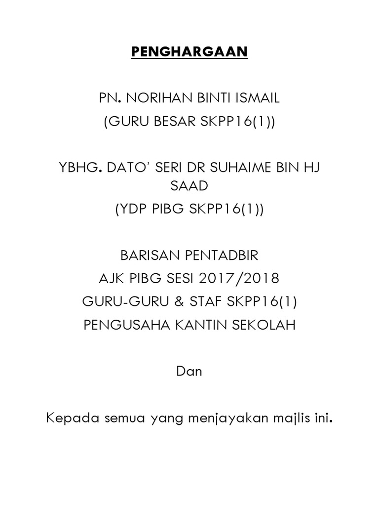 F18 PENGHARGAAN Buku Program Pibg | PDF