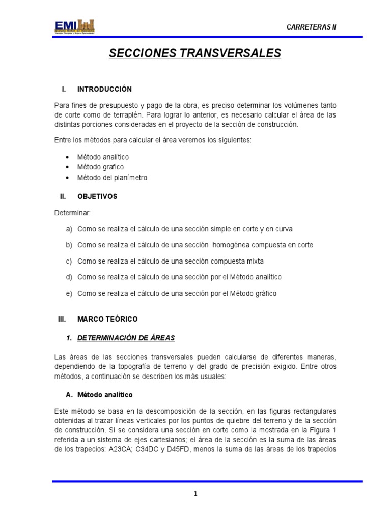 Areas de Secciones Transversales | Descargar gratis PDF | Cálculo ...