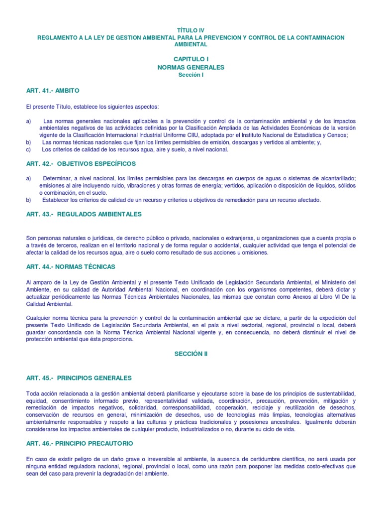Tulsma Libro Vi Titulo IV Reglamento | PDF | Evaluación de impacto ...
