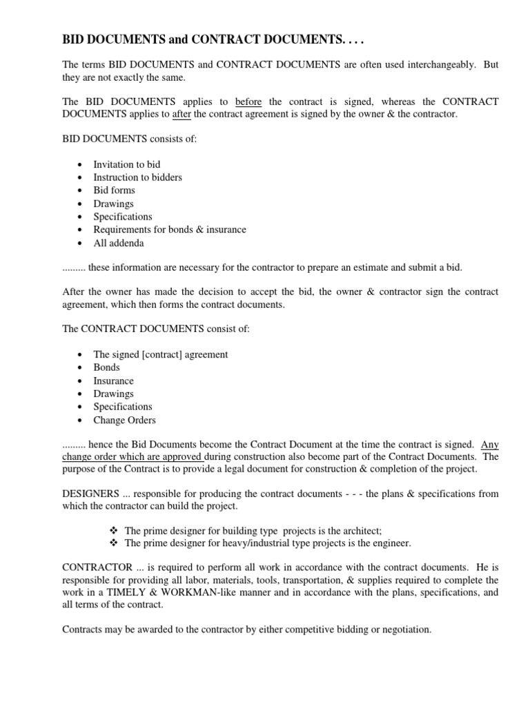 Bid Documents | PDF | General Contractor | Specification (Technical ...