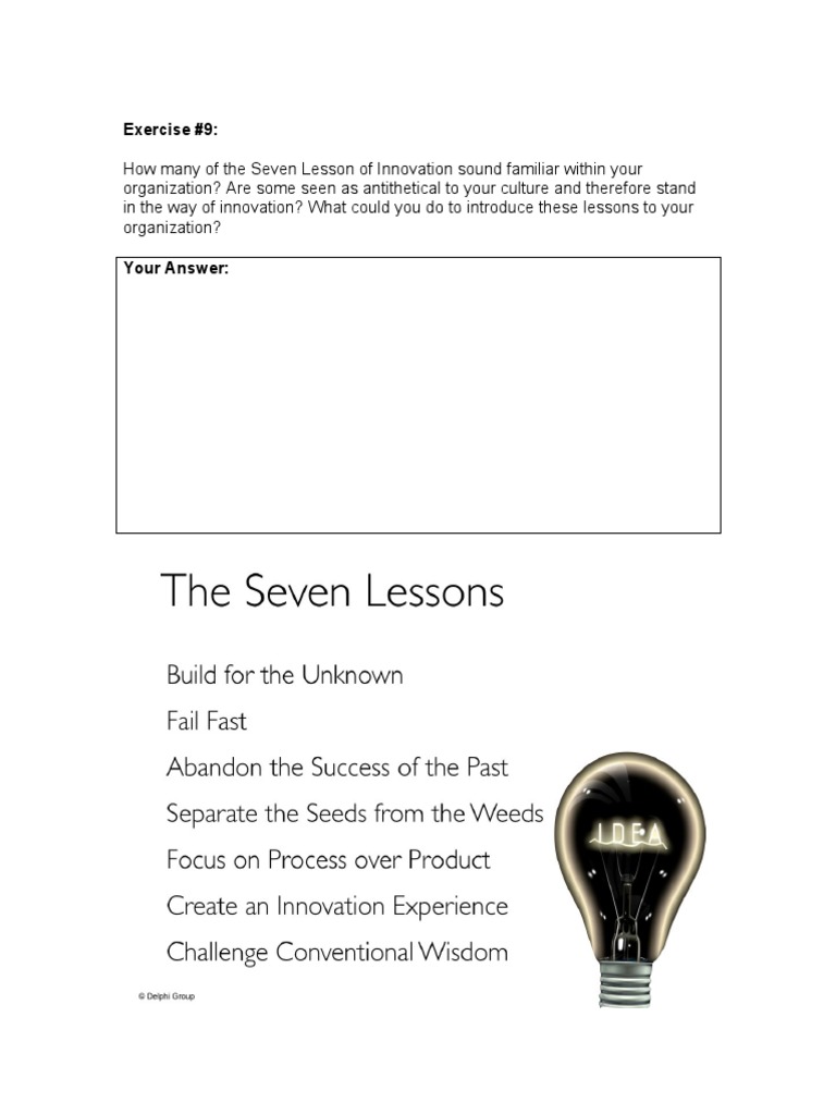 Seven Lessons of Innovation Exercise | PDF