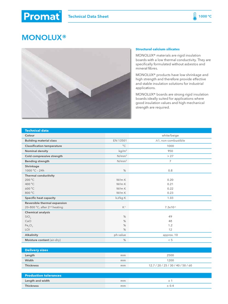 Monolux® - Technical Data Sheet - English | PDF | Thermal Insulation ...